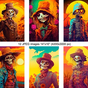 Scarecrow Clipart, Horror Clipart, Halloween Ephemera Printable Cards ...