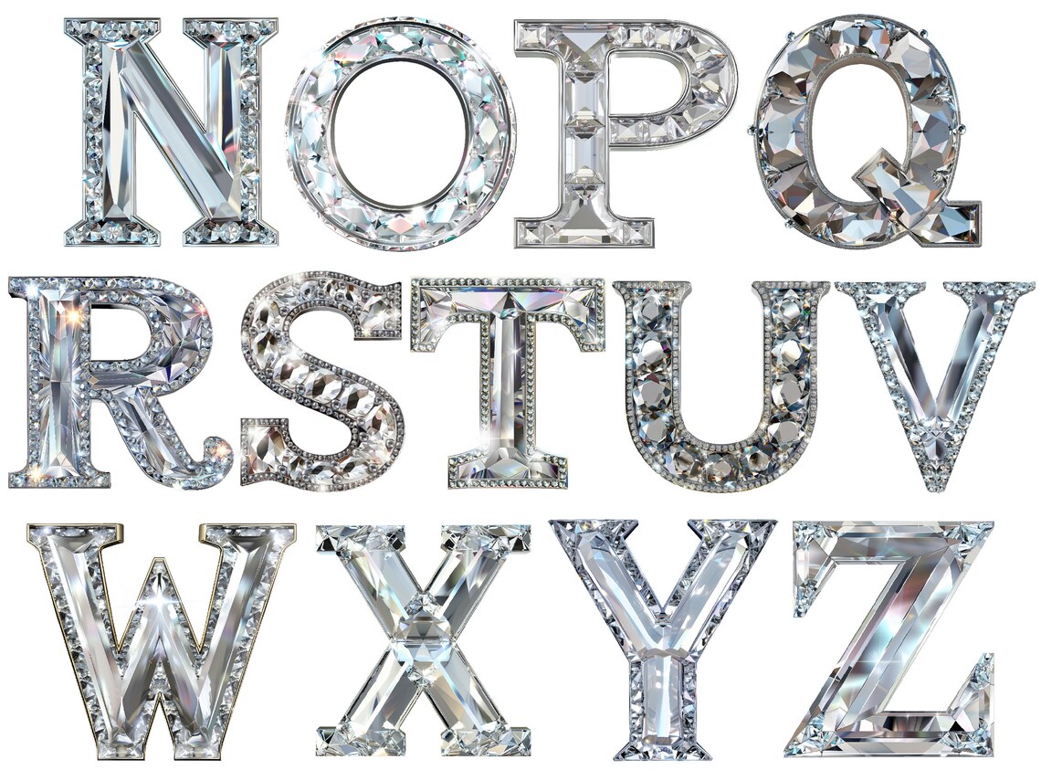 Diamond Alphabet PNG Bundle, Diamond Letters Png, Digital Alphabet ...