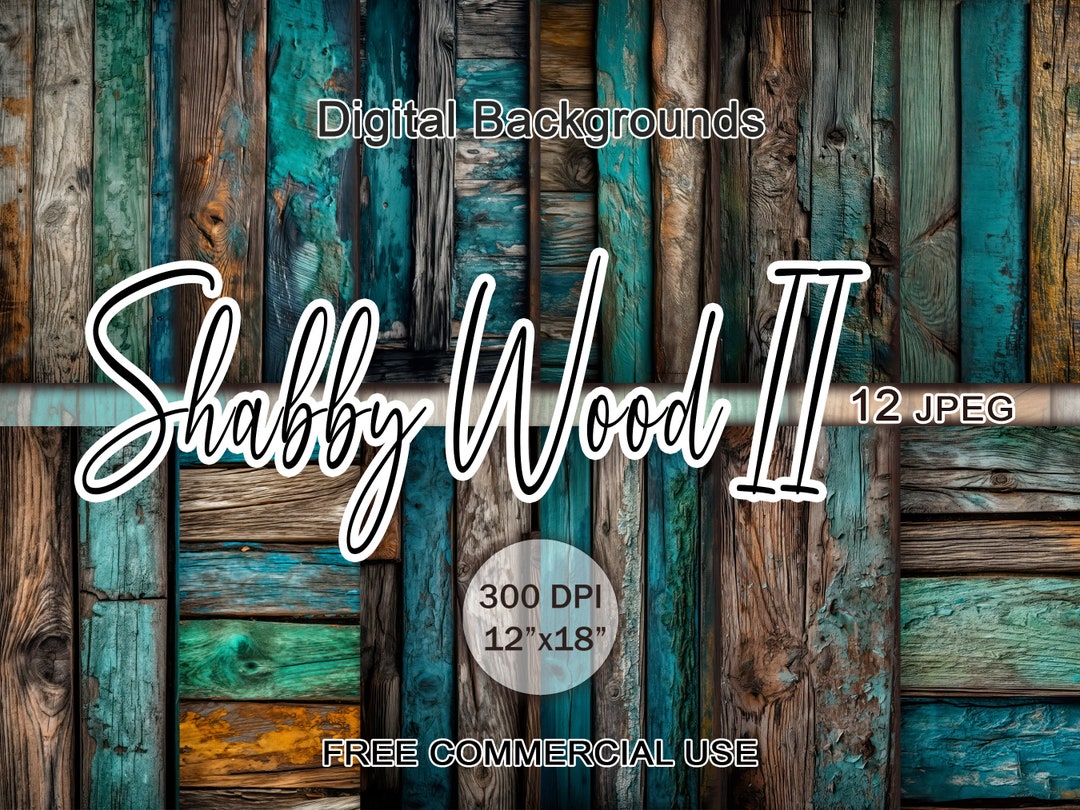 Shabby Wood Clipart, Shabby Chic Paper, Green & Blue Wooden Grain ...