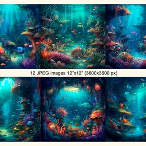 Underwater Clipart, Under the Sea Landscape Jpeg Bundle With Free ...