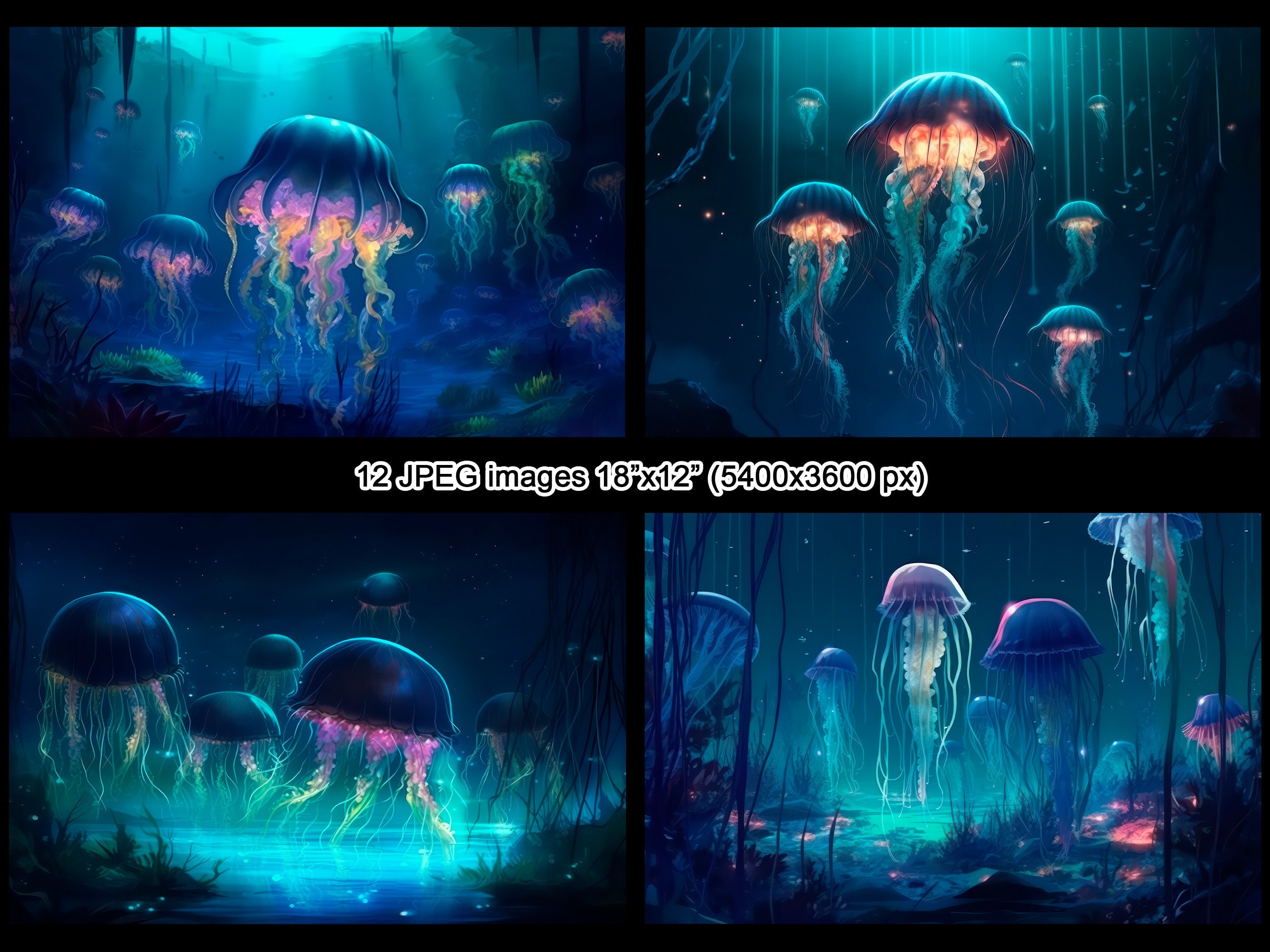 Jellyfish Clipart, Nautical Underwater Images Bundle for Design ...