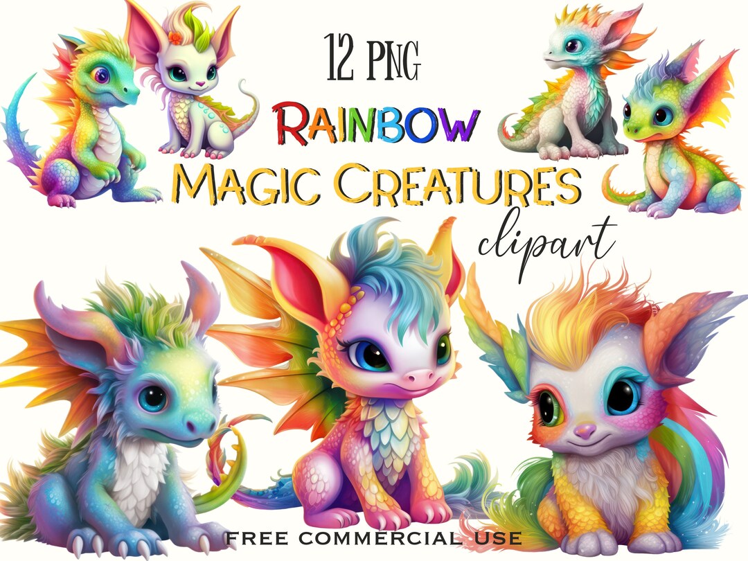 Rainbow Magic Creatures Clipart, Fantasy Mythical Animals Cute Images ...