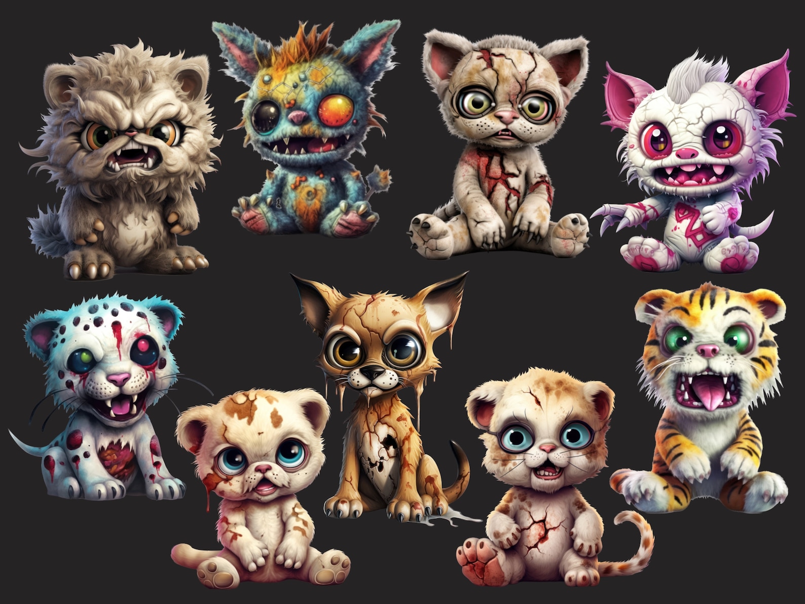 Zombie Wild Cat Toy Clipart, Funny Halloween Plush Wildcat Zombies Png ...