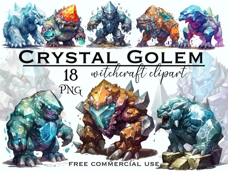 Crystal Golem Clipart, Fantasy Elemental Creatures, Summoner's Ice and ...