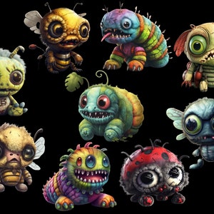 Zombie Insects Toy Clipart, Funny Halloween Plush Zombies Bugs Horror ...