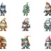 Sci Fi Gnome PNG Bundle, Watercolor Astronaut Dwarfs Clipart, Steampunk ...
