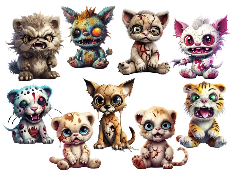 Zombie Wild Cat Toy Clipart, Funny Halloween Plush Wildcat Zombies Png ...