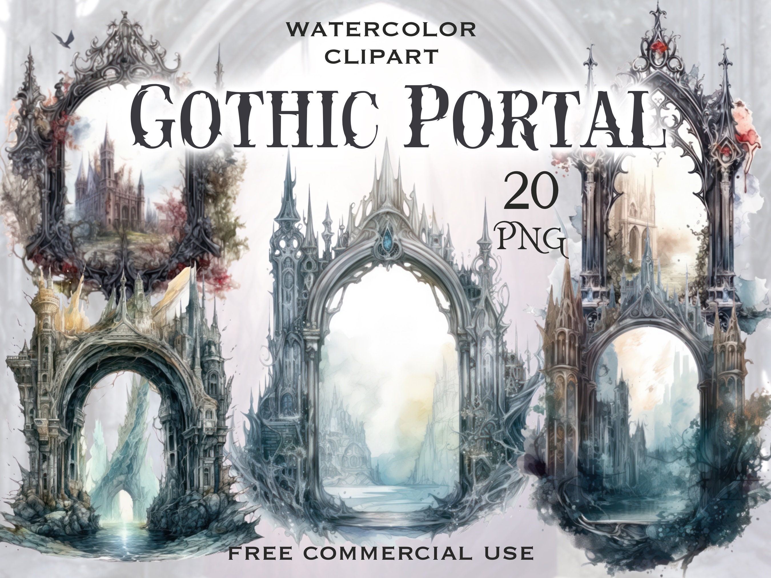 Gothic Portal Clipart, Dark Aesthetic Gate Images, Victorian Mystical ...