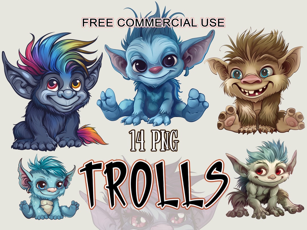 Funny Trolls PNG Bundle, Fantasy Creatures Clipart, Norwegian Troll ...