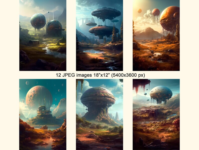 Sci-fi Planet Clipart Outer Space Fantasy Landscape Images - Etsy
