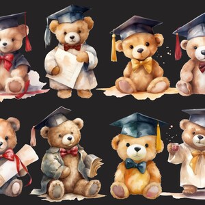 Teddy Bear Graduation Clipart, School Kids Watercolor Images Bundle ...
