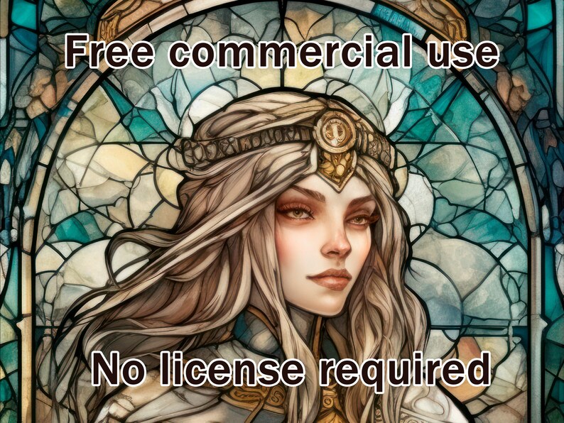 Stained Glass Elven Princess Clipart Fatasy Digital Paper - Etsy