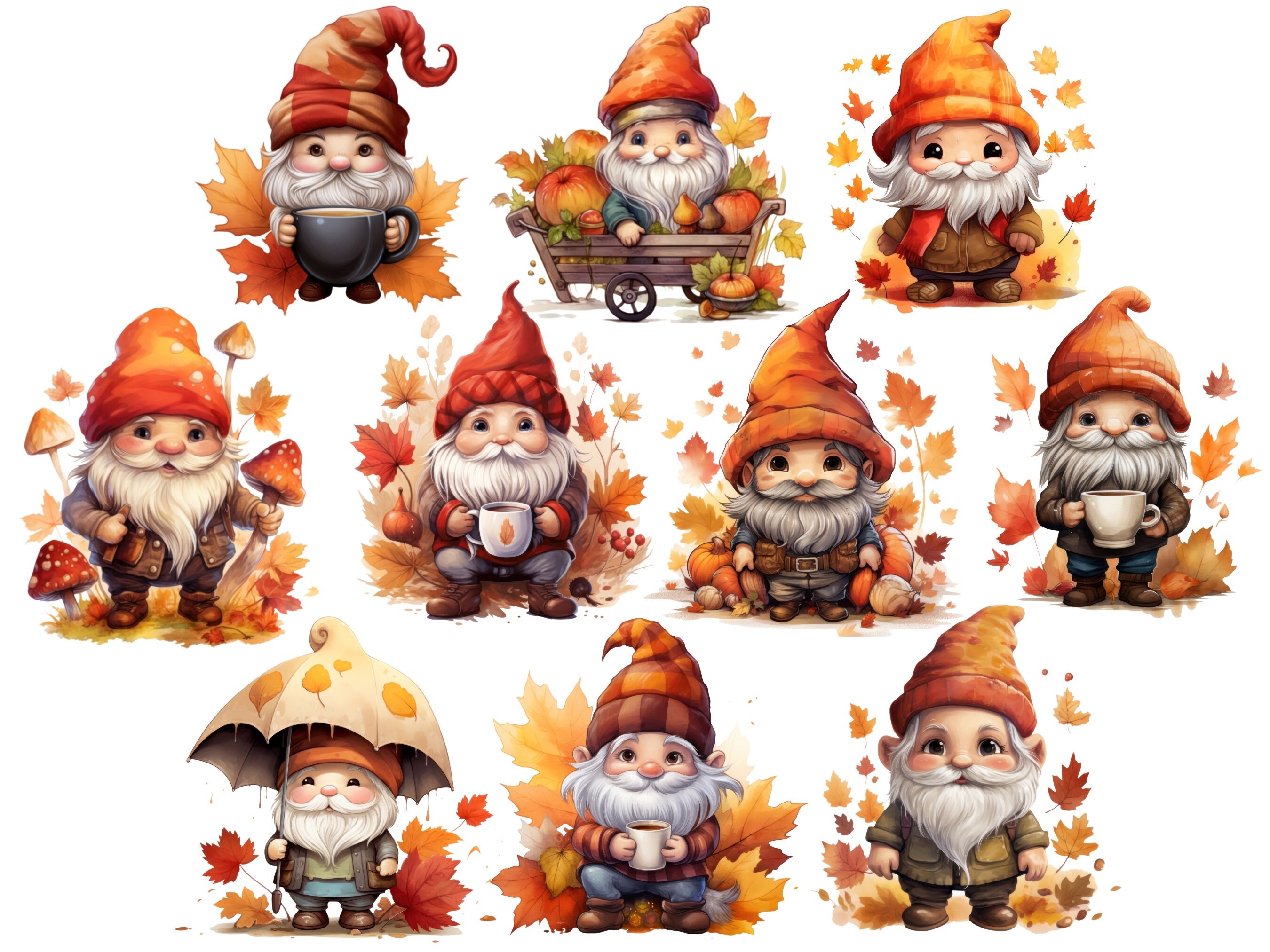 Fall Gnomes Clipart, Autumn Gnome Png Bundle, Cute Autumn Clipart ...
