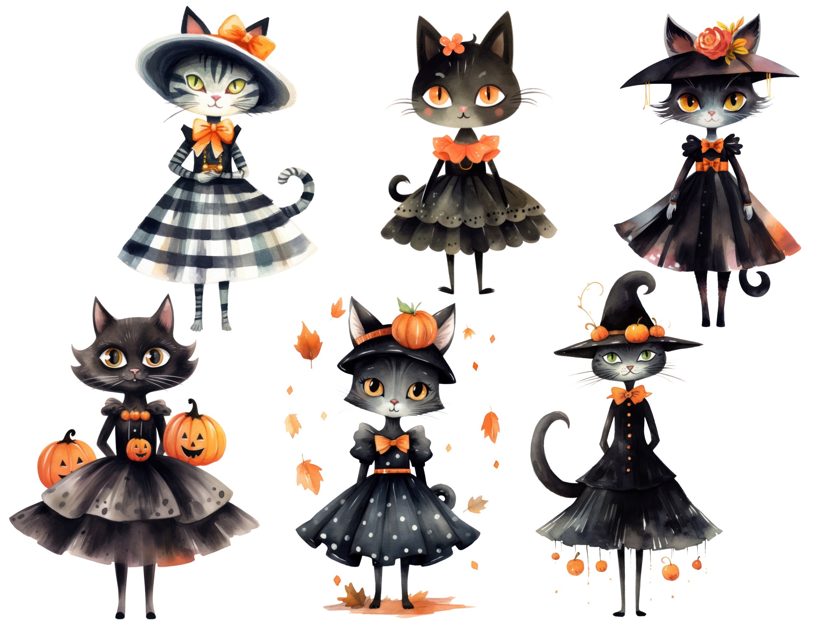 Halloween Kitten Png Bundle, Spooky Cat Lover Clipart, Fall Cats ...