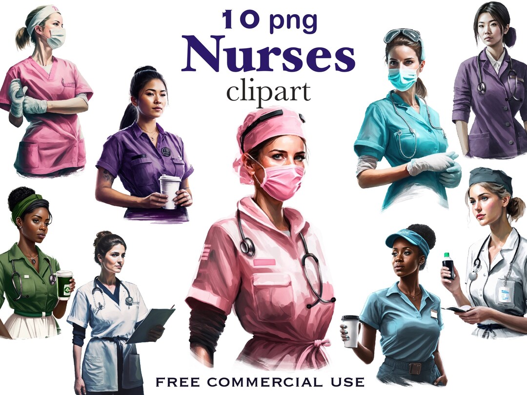 Watercolor Nurse PNG Bundle, Emergency Nurse Clip Art, Nursing Png ...