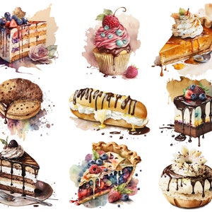 Watercolor Baking Clipart, Watercolor Cake Clipart, Watercolor Clipart ...