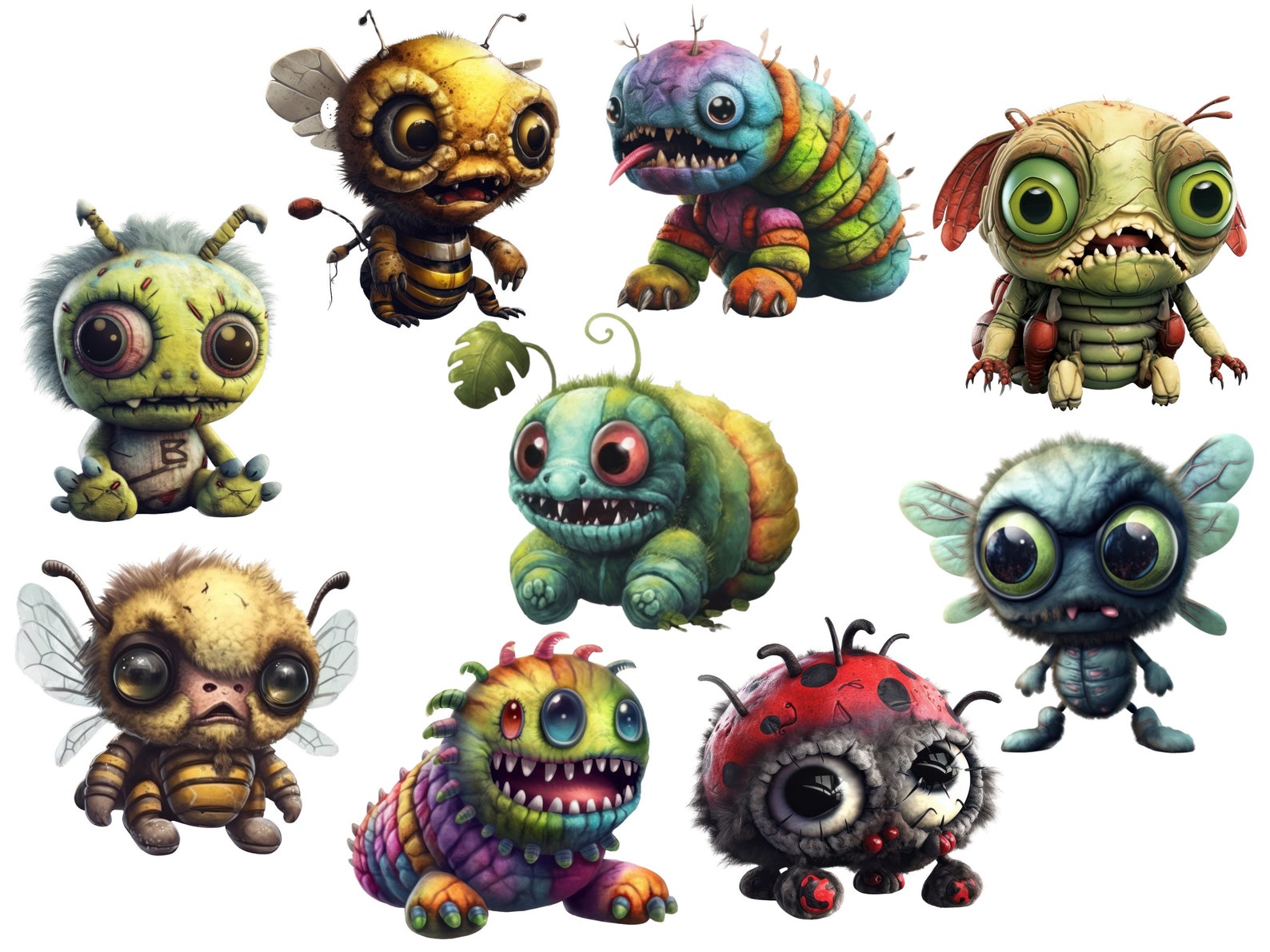 Zombie Insects Toy Clipart, Funny Halloween Plush Zombies Bugs Horror ...