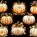 White and Gold Pumpkin Png, Watercolor Fall Clipart Bundle, Autumn ...