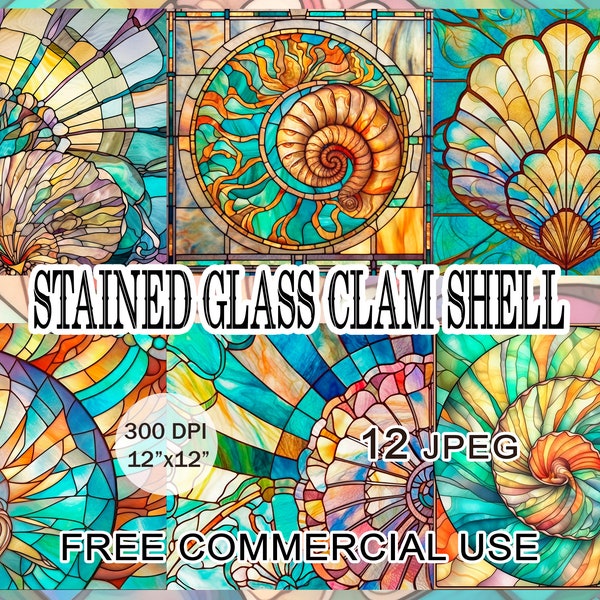 Shell Stained Glass Template - Etsy