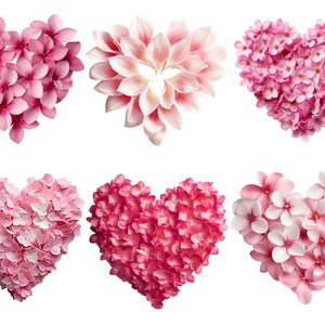 Pink Flower Hearts Clipart, Valentine Heart Png, Valentines Day Png ...