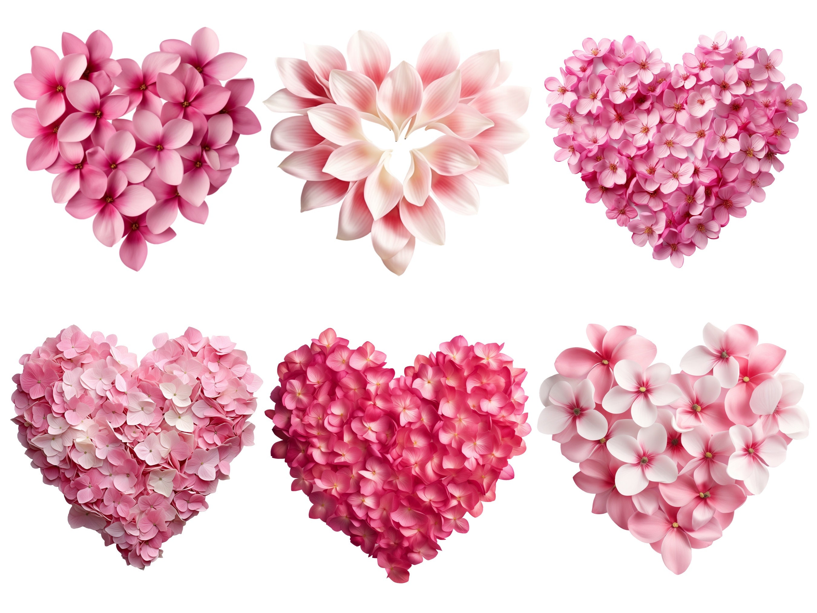 Pink Flower Hearts Clipart, Valentine Heart Png, Valentines Day Png ...