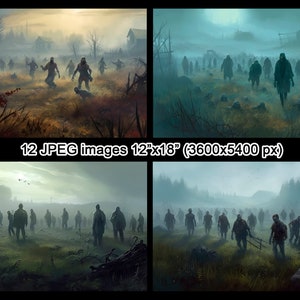 Horror Zombie Clipart, Foggy Fields Spooky Zombies Halloween Images ...