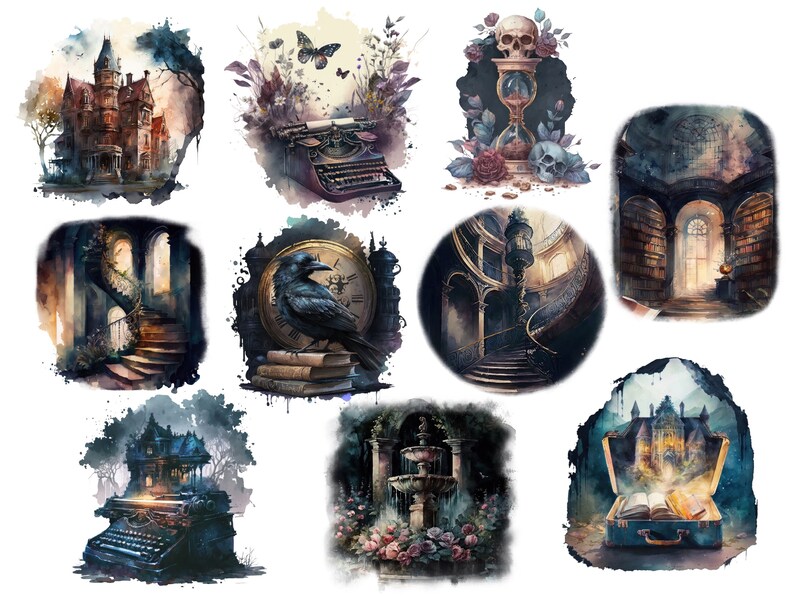 Dark Academia Art Gothic Clipart Dark Academia Bundle Dark - Etsy UK