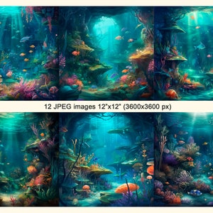 Underwater Clipart, Under the Sea Landscape Jpeg Bundle With Free ...