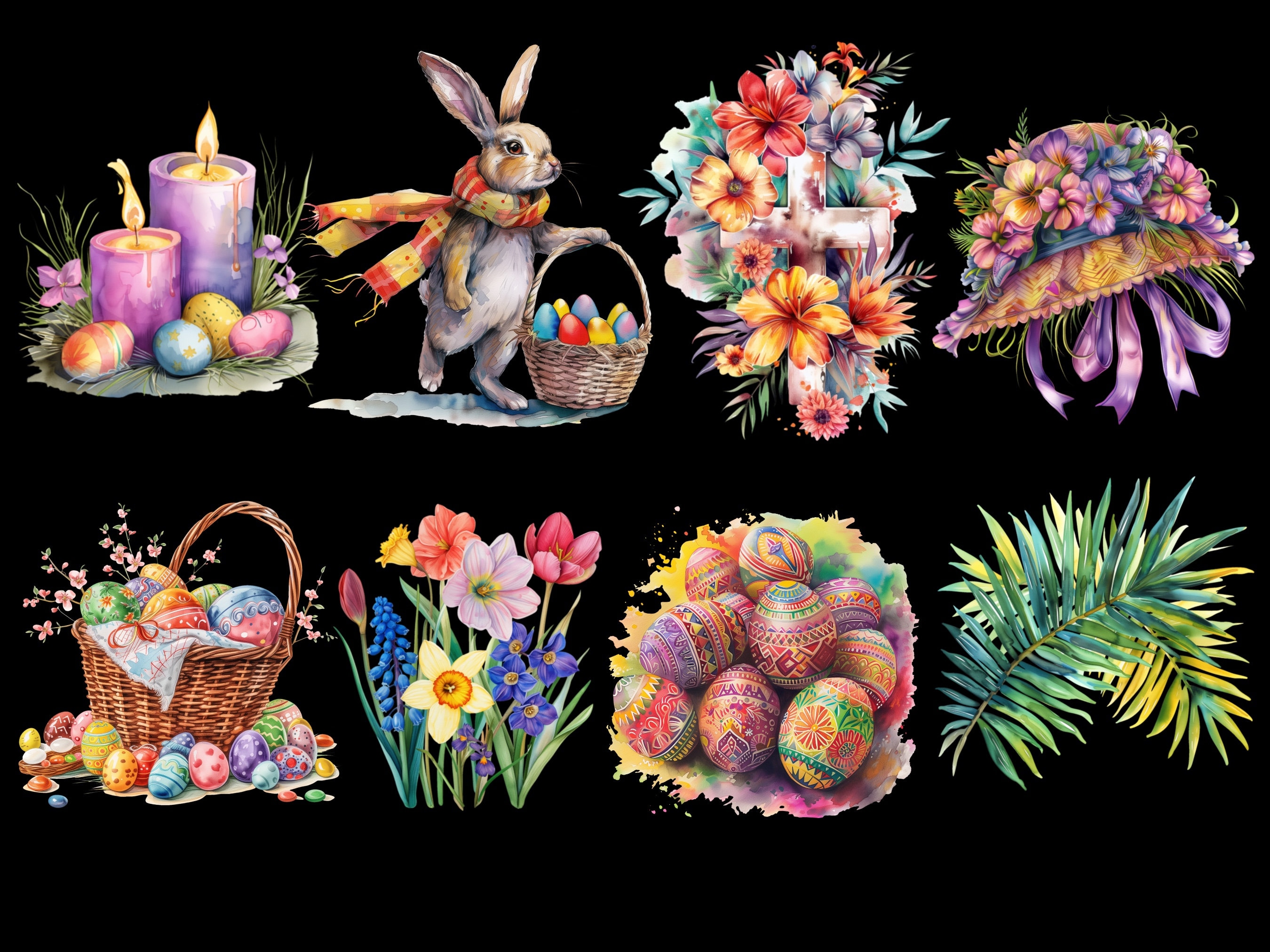 Christian Easter PNG Bundle, Watercolor Easter Clipart, Spring Clipart ...