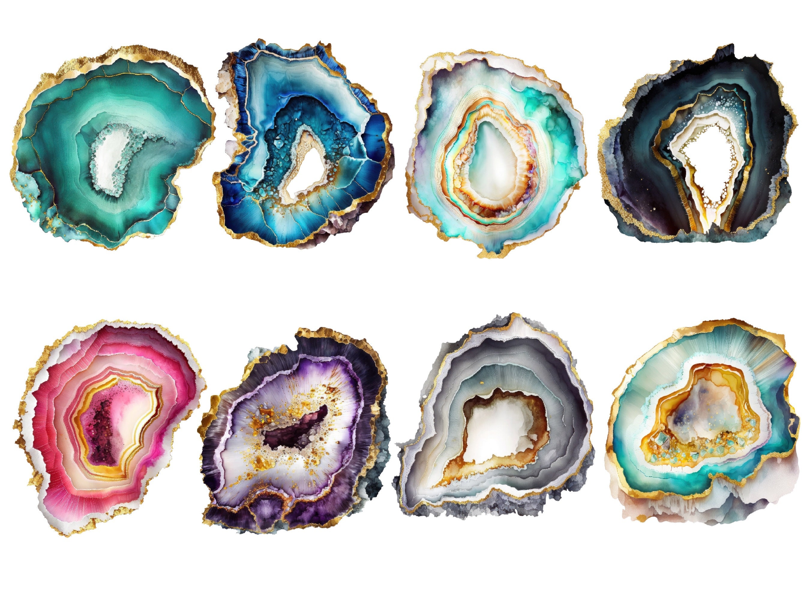 Geode Slices Clipart Agate Slice Clipart Stone Slice - Etsy