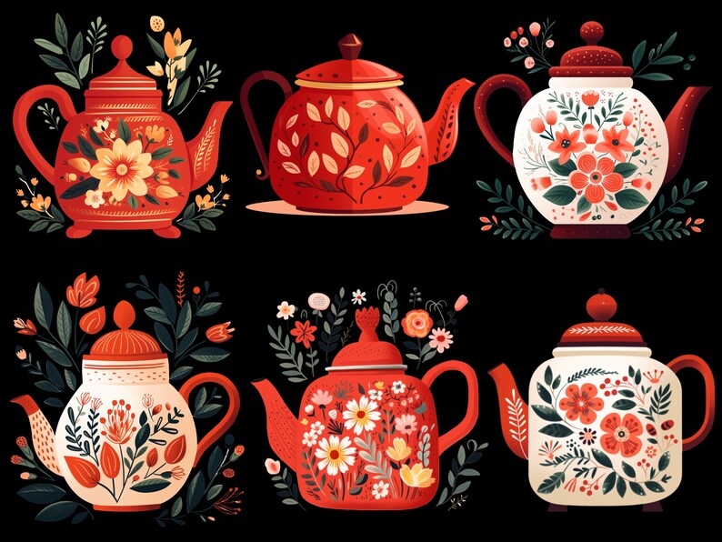 Red Teapot PNG Bundle, Teapot Clipart, Tea Kettle Png, Tea Time ...