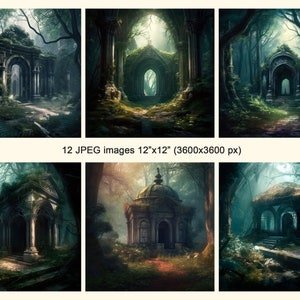 Gothic Crypt Clipart, Abandoned Forest Graveyard Landscape Images, Dark ...