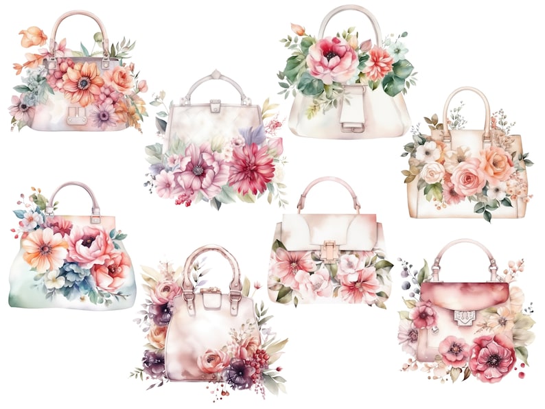 Floral Handbag Png, Floral Purse Png, Flower Clipart, Womens Handbag ...