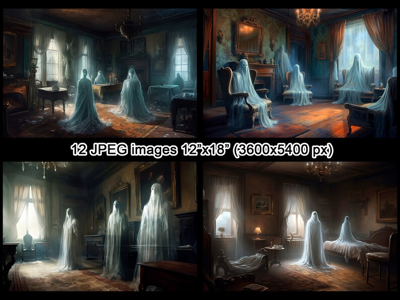 Ghost Guests Clipart, Spooky Gosts Halloween Art Bundle, Mystical ...