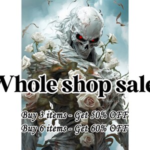 White Rose Lich Clipart, Gothic Flowers Horror Clipart, Gloral Undead ...