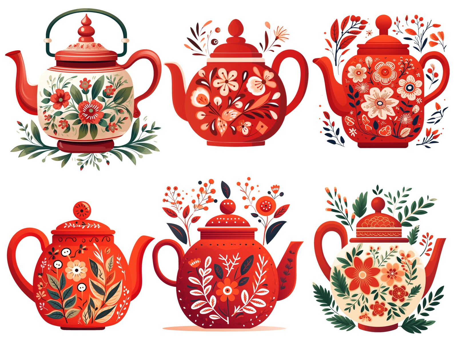 Red Teapot PNG Bundle, Teapot Clipart, Tea Kettle Png, Tea Time ...