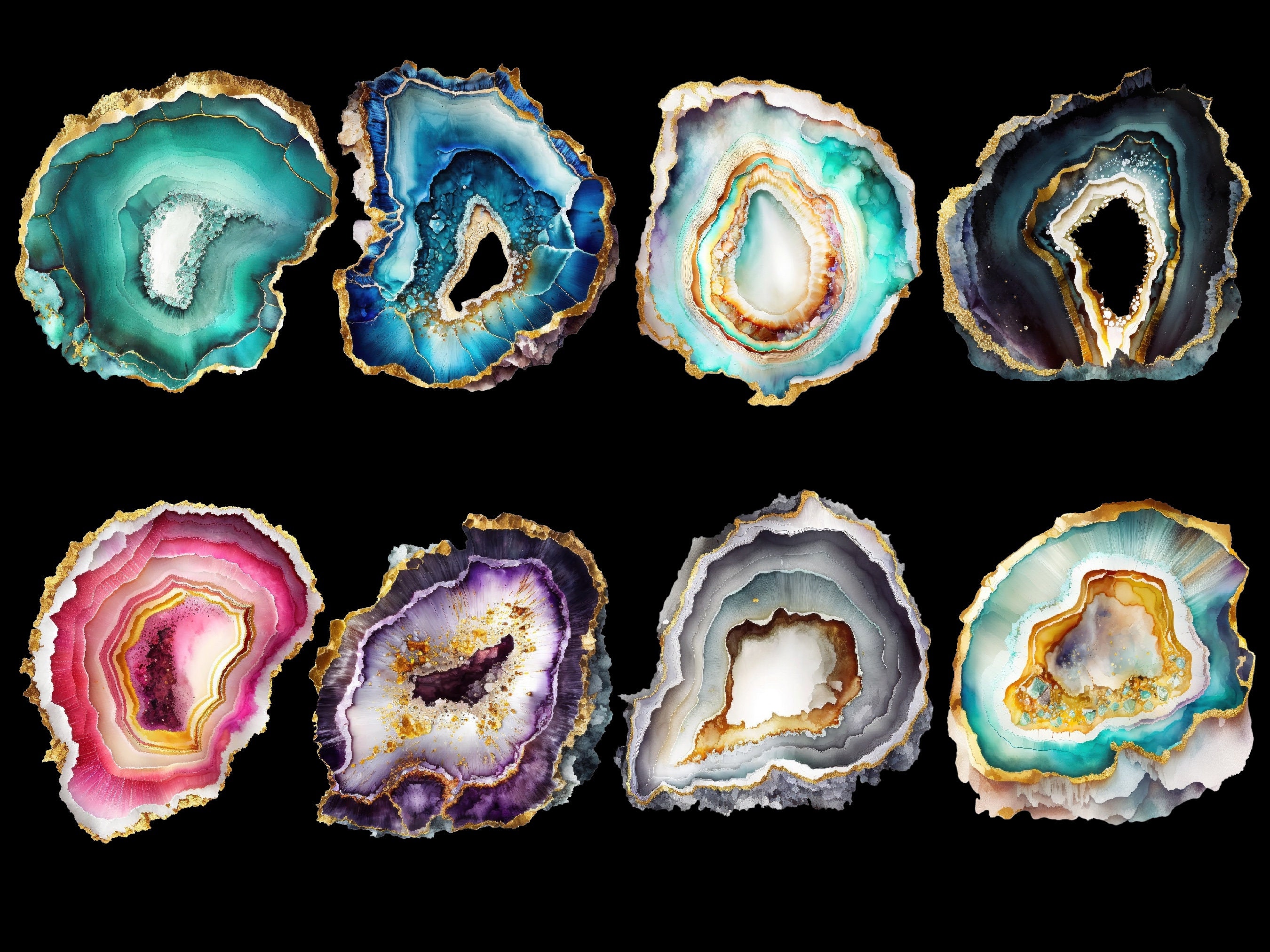 Geode Slices Clipart Agate Slice Clipart Stone Slice - Etsy