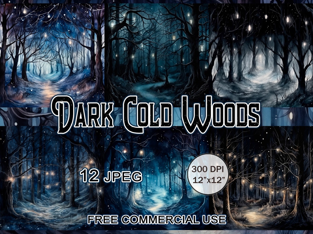 Dark Cold Forest Clipart, Watercolor Winter Painting Bundle, Night in ...