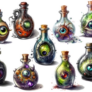Evil Eye Potion Clipart, Witchcraft Looking Potions Bottles, Halloween ...