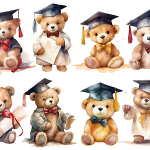 Teddy Bear Graduation Clipart, School Kids Watercolor Images Bundle ...