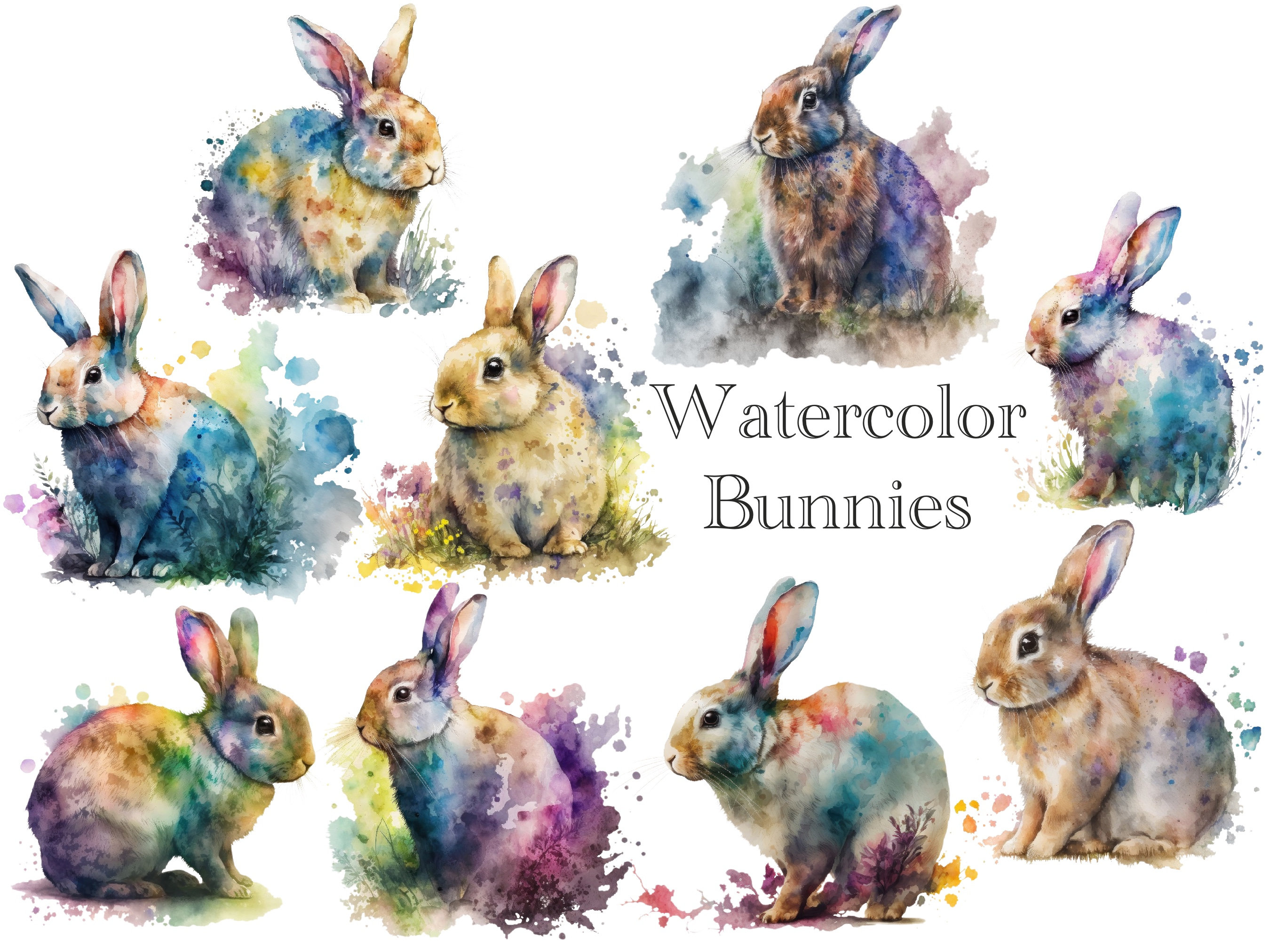 Watercolor Easter Bunny Png, Spring Clipart, Watercolor Clipart, Easter ...
