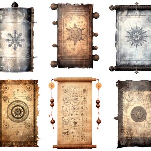 Ancient Scroll Clipart, Witchcraft Scrolls Png Bundle, Witchcraft ...