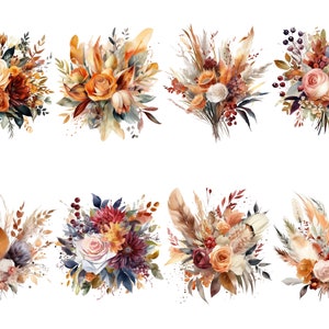 Fall Boho Bouquet Clipart, Floral Wedding Decor Png, Bridal Autumn ...