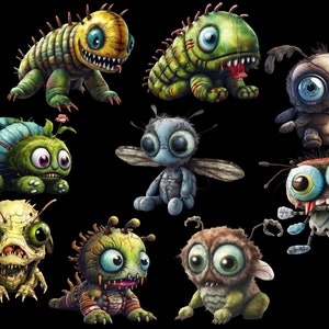 Zombie Insects Toy Clipart, Funny Halloween Plush Zombies Bugs Horror ...