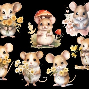 Cute Mouse PNG Bundle, Baby Animals Png, Mouse Watercolor Clipart ...