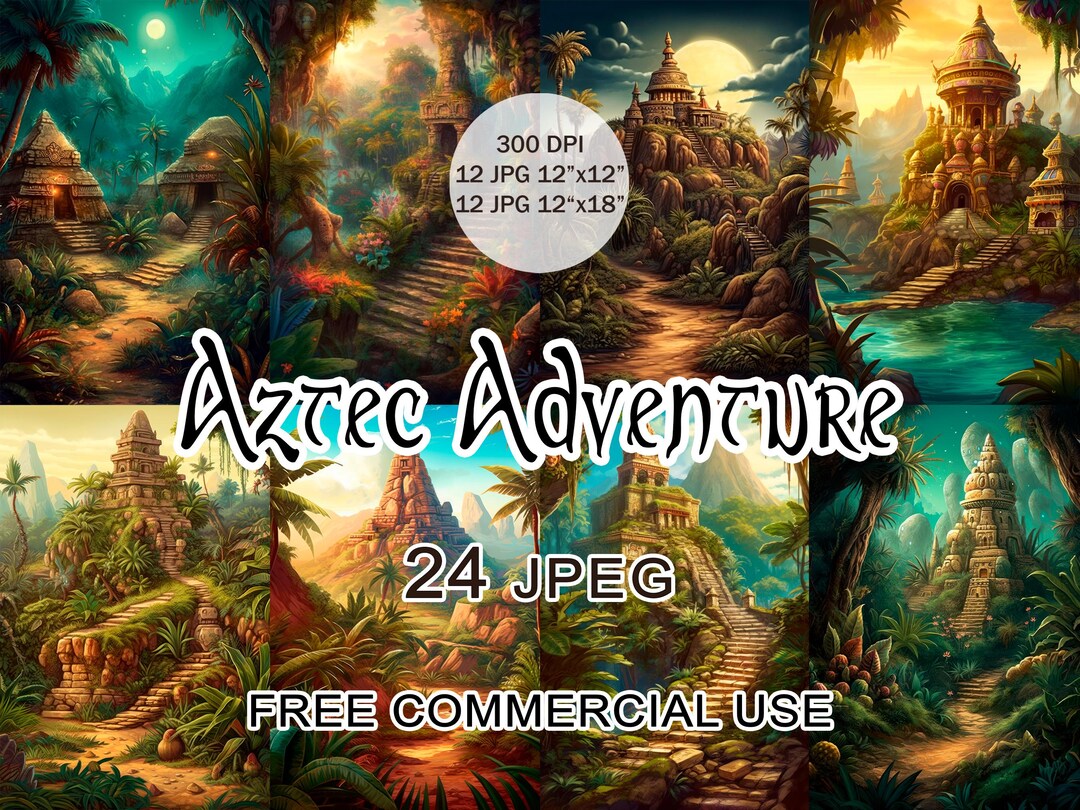 Fantasy Aztec Adventure Clipart With Tropical Temple Landscape | 24 ...