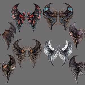 Gothic Bat Wings Clipart, Victorian Dark Aesthetic Vampire Png ...