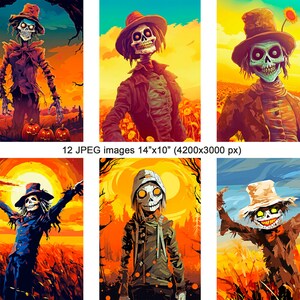 Scarecrow Clipart, Horror Clipart, Halloween Ephemera Printable Cards ...