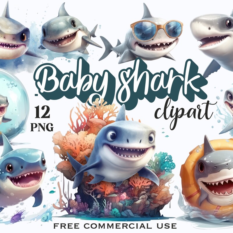 Shark Clipart - Etsy