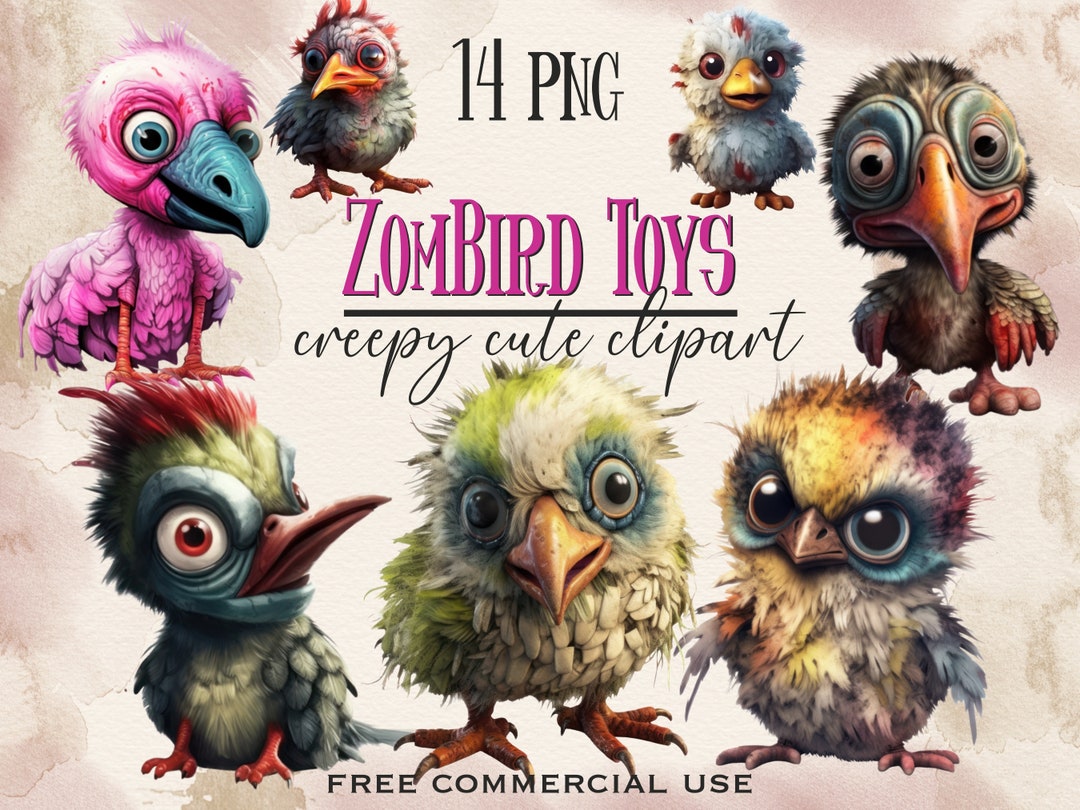 Zombie Bird Toy Clipart, Funny Halloween Plush Zombies Birds Breeds ...
